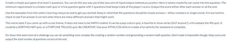 Create A Simple Quiz Game Of At Least 5 Questions