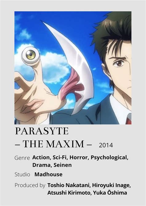 Parasyte The Maxim Anime Manga Anime Art Minimalist Poster
