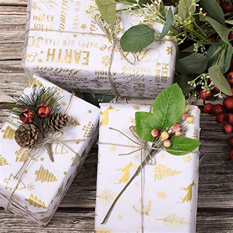 Whaline Christmas Gold T Tissue Wrap Paper Set 120 Sheets Xmas Tree