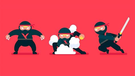 Tiny Ninja With Traditional Ninja Suit Cartoon Japanese Warrior With