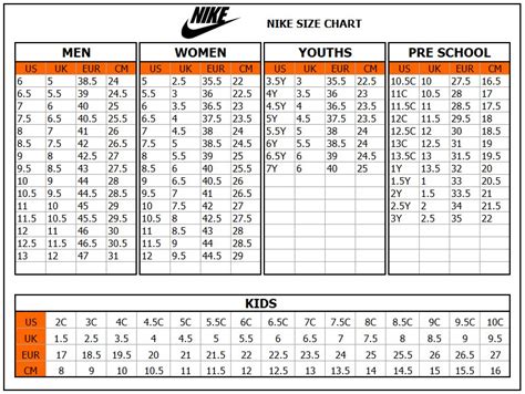 Nike Shoes Size Chart Mens Womens Unisex Soleracks Atelier Yuwaciaojp
