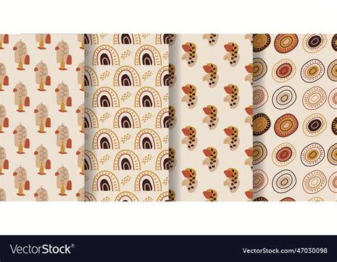 Aesthetic Patterns Boho Patterns Set Of Seamless Vector Image