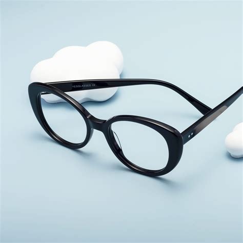 Black Retro Vintage Acetate Cat Eye Eyeglasses Pebble