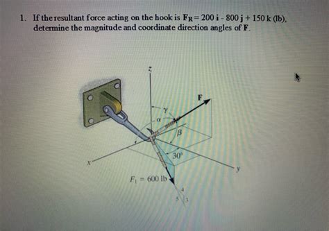 Solved 1 If The Resultant Force Acting On The Hook Is Fr