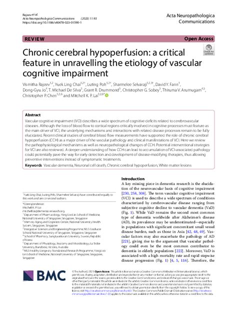 Pdf Chronic Cerebral Hypoperfusion A Critical Feature In Unravelling The Etiology Of Vascular