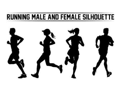 Running Male And Female Silhouette Running People Isolated Vector