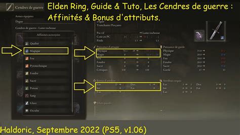 Elden Ring Guide Tuto Les Cendres de guerre Affinités Bonus d