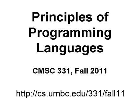 Principles Of Programming Languages Cmsc Fall
