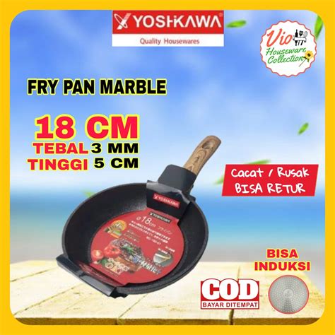 Jual Wajan Keramik Anti Lengket 18 Cm Teflon Marble Fry Pan Granite