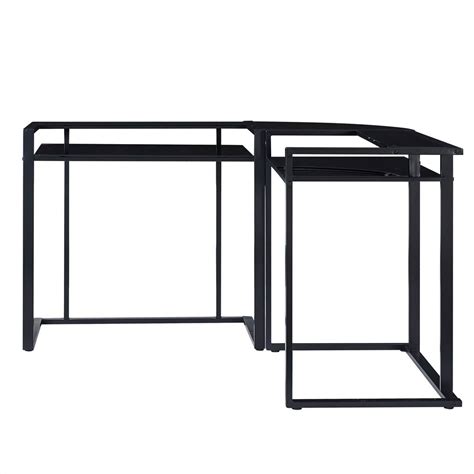 New L Shaped Glass Desk 56 Home Office Computer Desk With Shelf