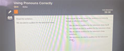 Solved Using Pronouns Correctly Quiz Active Time Remaining Abd