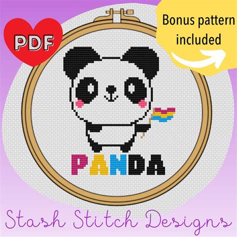 Panda Pansexual Pride Cross Stitch Pattern Etsy Cross Stitch