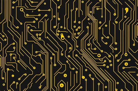 Yellow Circuit Board Pattern Premium Ai Generated Vector