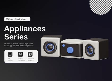 Premium Psd 3d Audio System Illustration