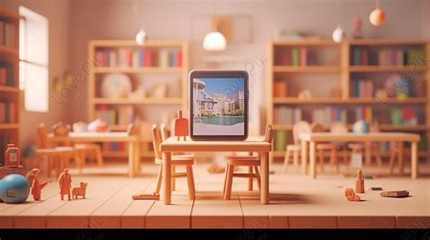 스마트폰을 이용한 학교 교실의 3d 일러스트레이션 E 러닝 및 온라인 교육 탐구 학교 배경 온라인 학교 배경 교육 배경 이미지 Hd 교육 및 교육 학교 온라인