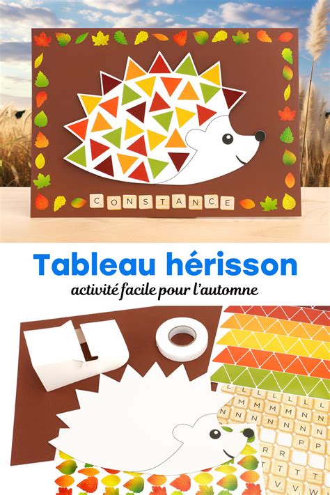 Tableau hérisson gommettes Activités manuelles Automne 10 Doigts