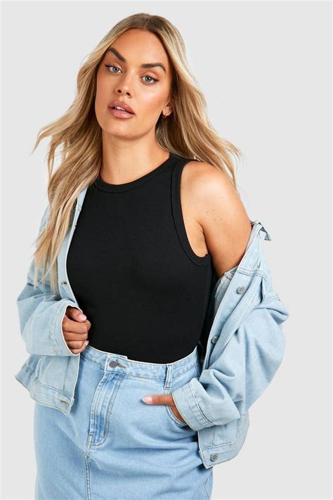 Plus Thick Binding Racer Tank Top Boohoo Usa