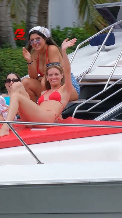 A G String Bikini 🌊🎤👋 Cool On The Water Lady Waves And Shows Off On