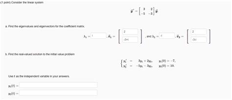 Solved Point Consider The Linear System Y Chegg