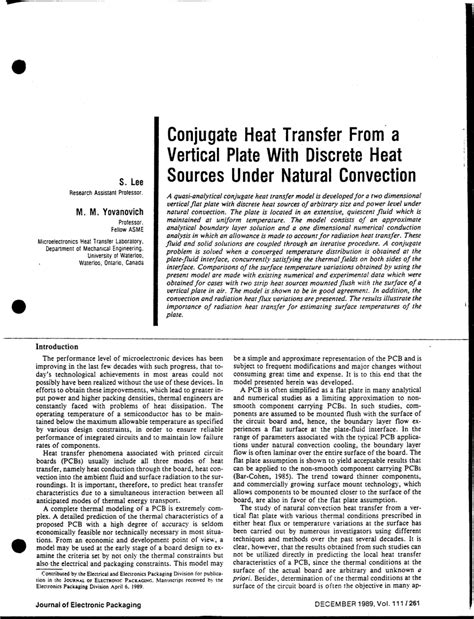 Pdf Conjugate Heat Transfer From A Vertical Plate With Discrete Heat Sources Under Natural