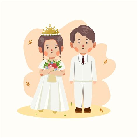Premium Vector Cute Cartoon Couple Wedding Illustration