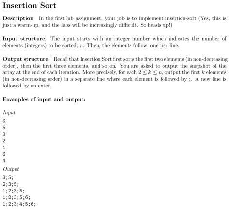 Solved Insertion Sort Description In The First Lab