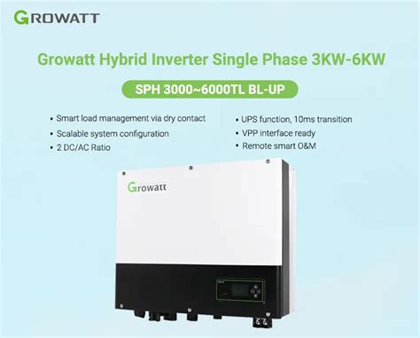 Growatt Single Phase Hybrid Inverter 3kw 4kw 5kw 6kw Sph 3000~6000tlbl