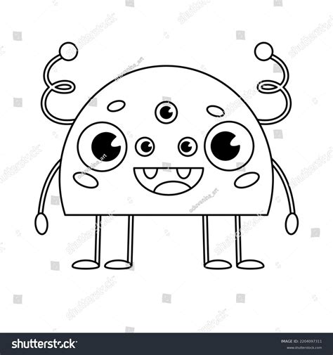 Cartoon Cute Monster Alien Springs Coloring Stock Vector Royalty Free