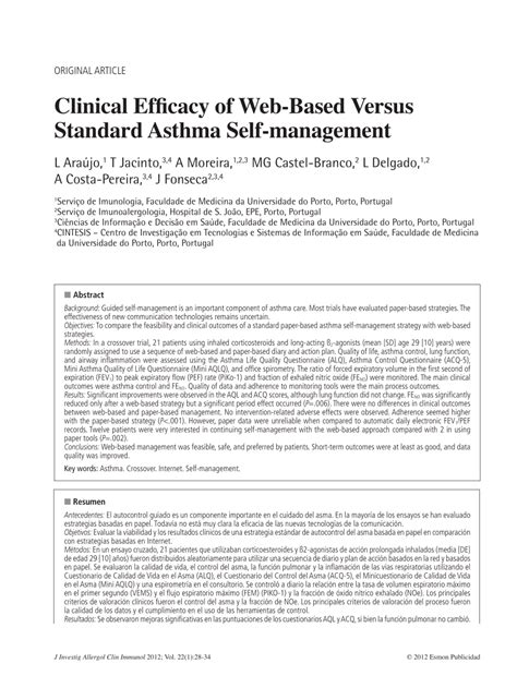 Pdf Clinical Efficacy Of Web Based Versus Standard Asthma Self Management