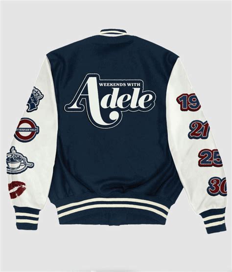 Navy And White Weekend With Adele Letterman Jacket