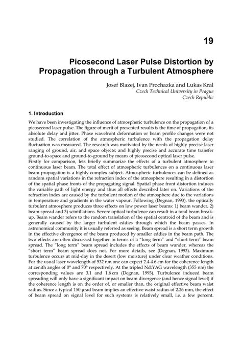 Pdf Picosecond Laser Pulse Distortion By Propagation Through A Turbulent Atmosphere