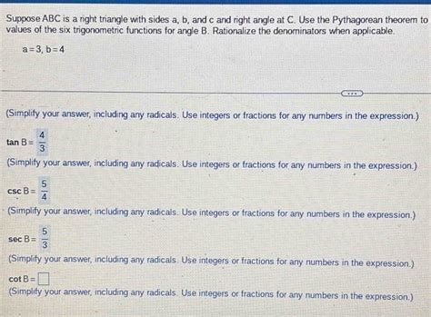Solved Suppose Abc Is A Right Triangle With Sides A B And C And