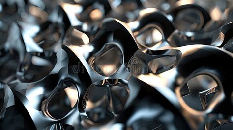 Intricate Arrangement Of Interlocking Metallic Geometric Forms With Abstract Lighting Effects