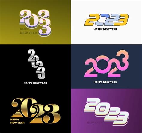 Free Vector Big Collection Of 2023 Happy New Year Symbols Cover Of Business Diary For 2023
