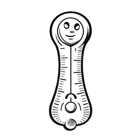 Termómetro Con Una Cara Sonriente En él Esbozo De Dibujo Vector PNG
