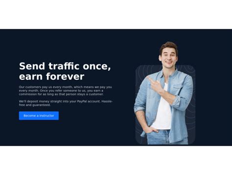 Header With Prominent Heading Description Button And Person Image Easyfrontend