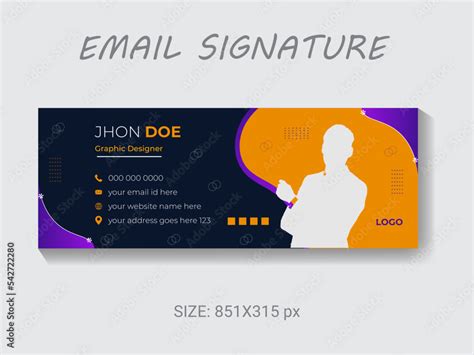 Business Email Signature Vector Banner Template Social Media Signature Flat Mail Header And