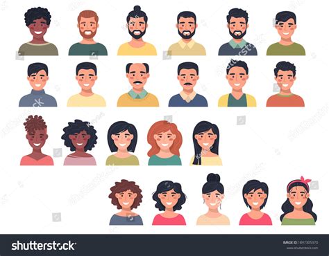 Big Collection Male Female Avatars Portraits Stock Vector Royalty Free