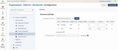Configure Currency Settings Per Organization Orocommerce Orocrm And Oroplatform Documentation