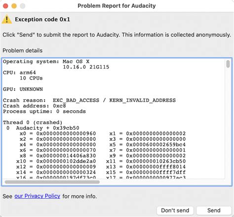 32 Is Nothing But Crashes At Launch Macos Audacity Forum