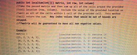 solved for this matrix lab write several methods in java