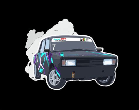 Создать мем "drift art, дрифт, боевая классика ваз 2107 наклейка ...
