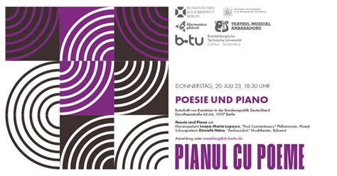 Seară românească la Cottbus Pianul cu poeme la Berlin