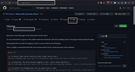 Idea Update Wiki Page On The GitHub Repo Issue 2377 MCCTeam
