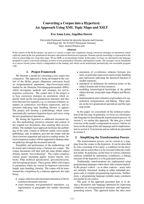 Pdf Converting A Corpus Into A Hypertext An Approach Using Xml Topic Maps And Xslt