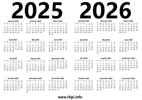 Printable 2025 And 2026 Calendar Two Years