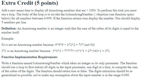 Solved Add A New Menu Item To Display All Armstrong Numbers