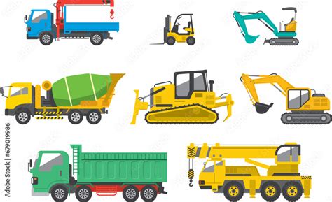 いろんな重機のイメージイラストセット Stock Vector Adobe Stock