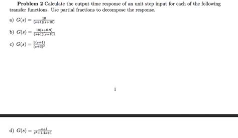Solved Problem 2 Calculate The Output Time Response Of An