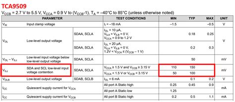 TCA9617B VOL And VILc Questions On TCA9617B TCA9517A TCA9509